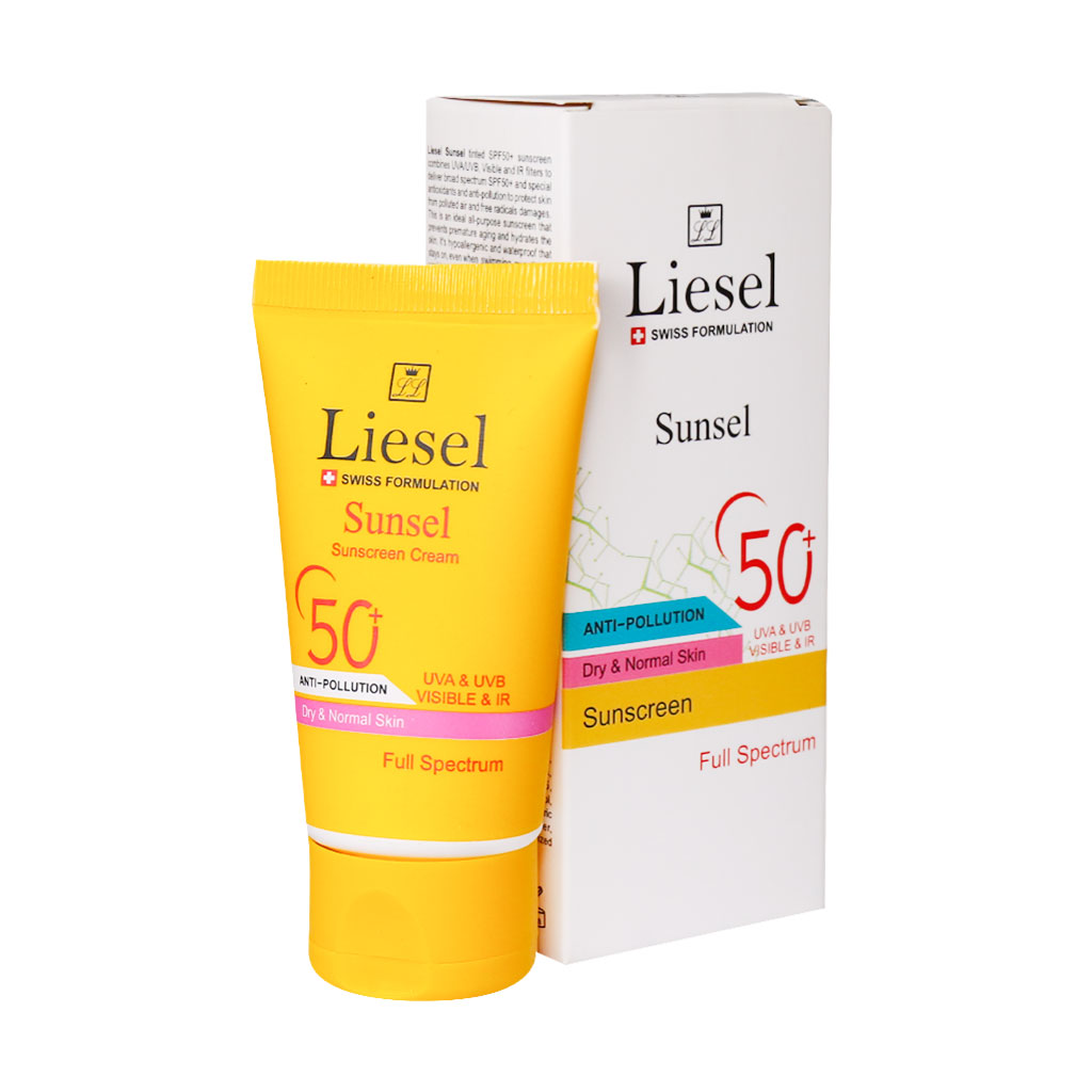 کرم ضدآفتاب SPF50 بی‌رنگ پوست خشک و نرمال لایسل 40 میلی‌لیتر Liesel ...